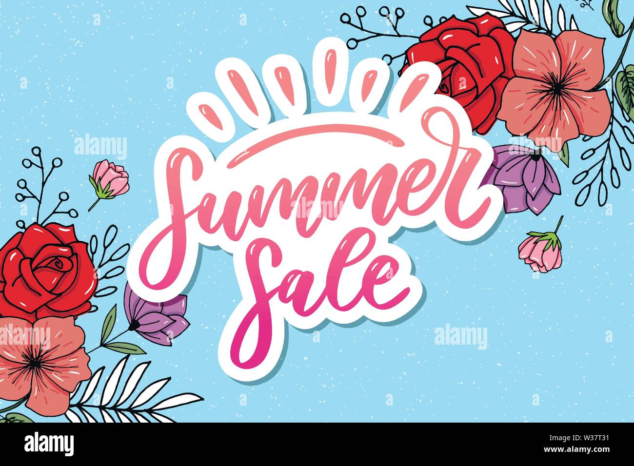 Vector word sale .Letters made of flowers and leaves on a white ...