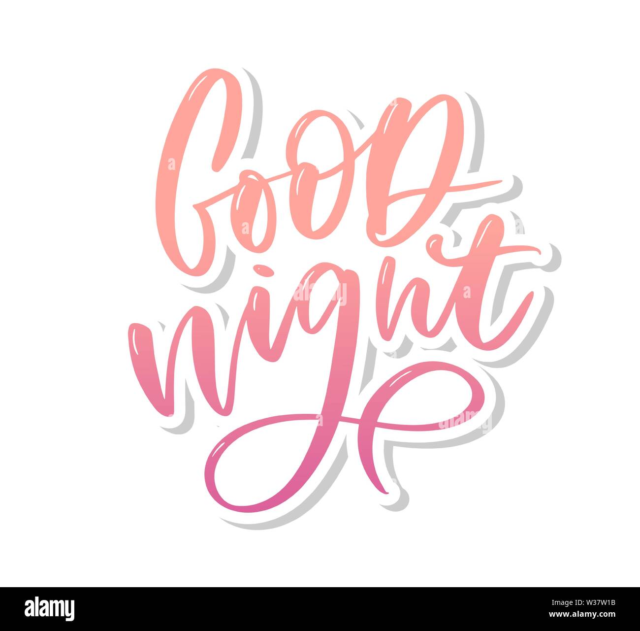 Good Night. Hand drawn typography poster. T shirt hand lettered ...