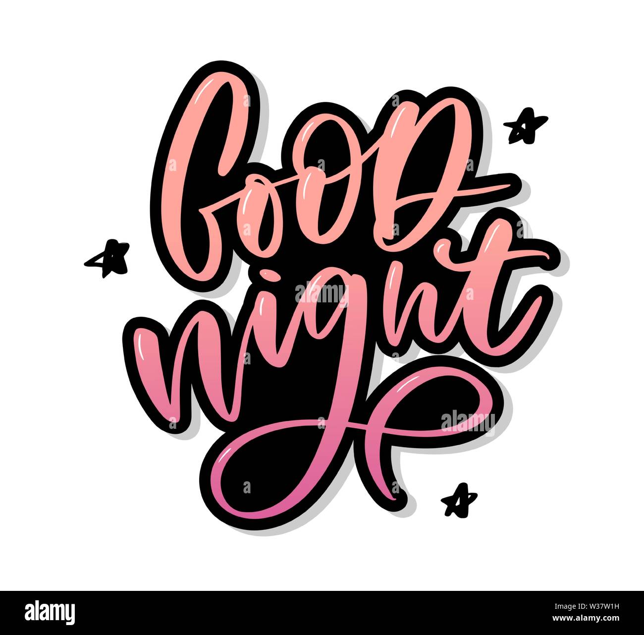 Good Night. Hand drawn typography poster. T shirt hand lettered ...