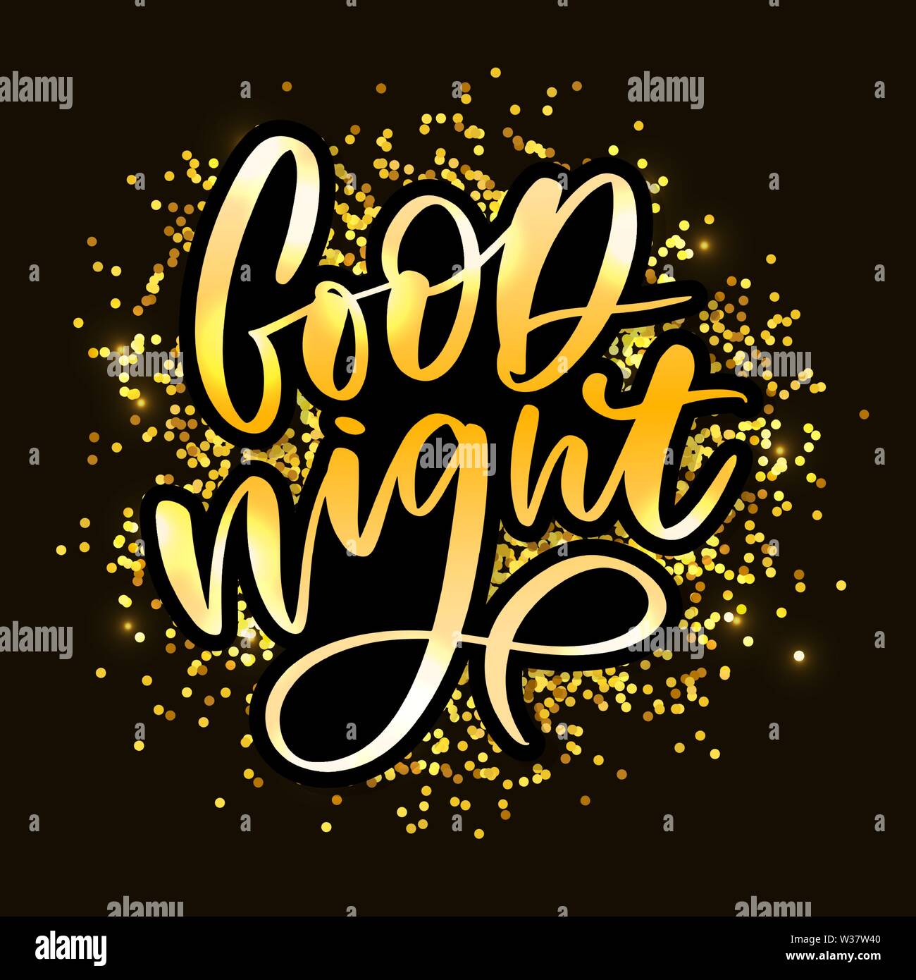 Good Night. Hand drawn typography poster. T shirt hand lettered ...