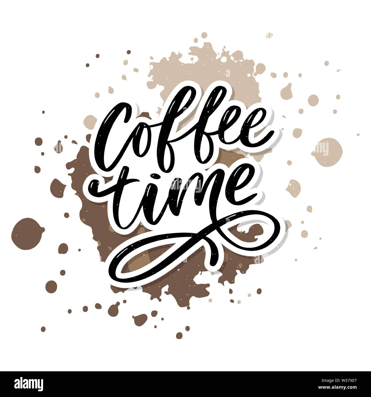 Coffee time card. Hand drawn positive quote. Modern brush calligraphy ...