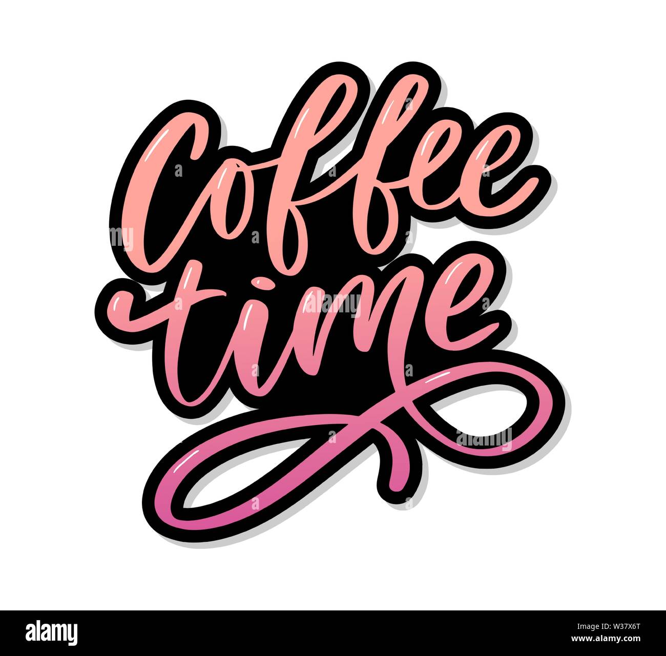 Coffee time card. Hand drawn positive quote. Modern brush calligraphy ...