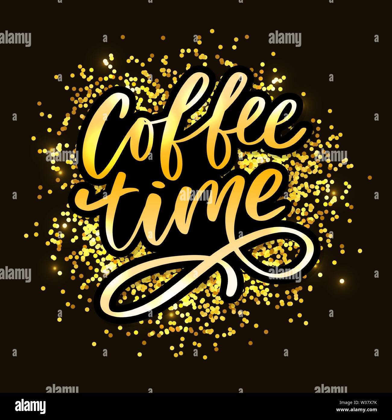 Coffee time card. Hand drawn positive quote. Modern brush calligraphy ...