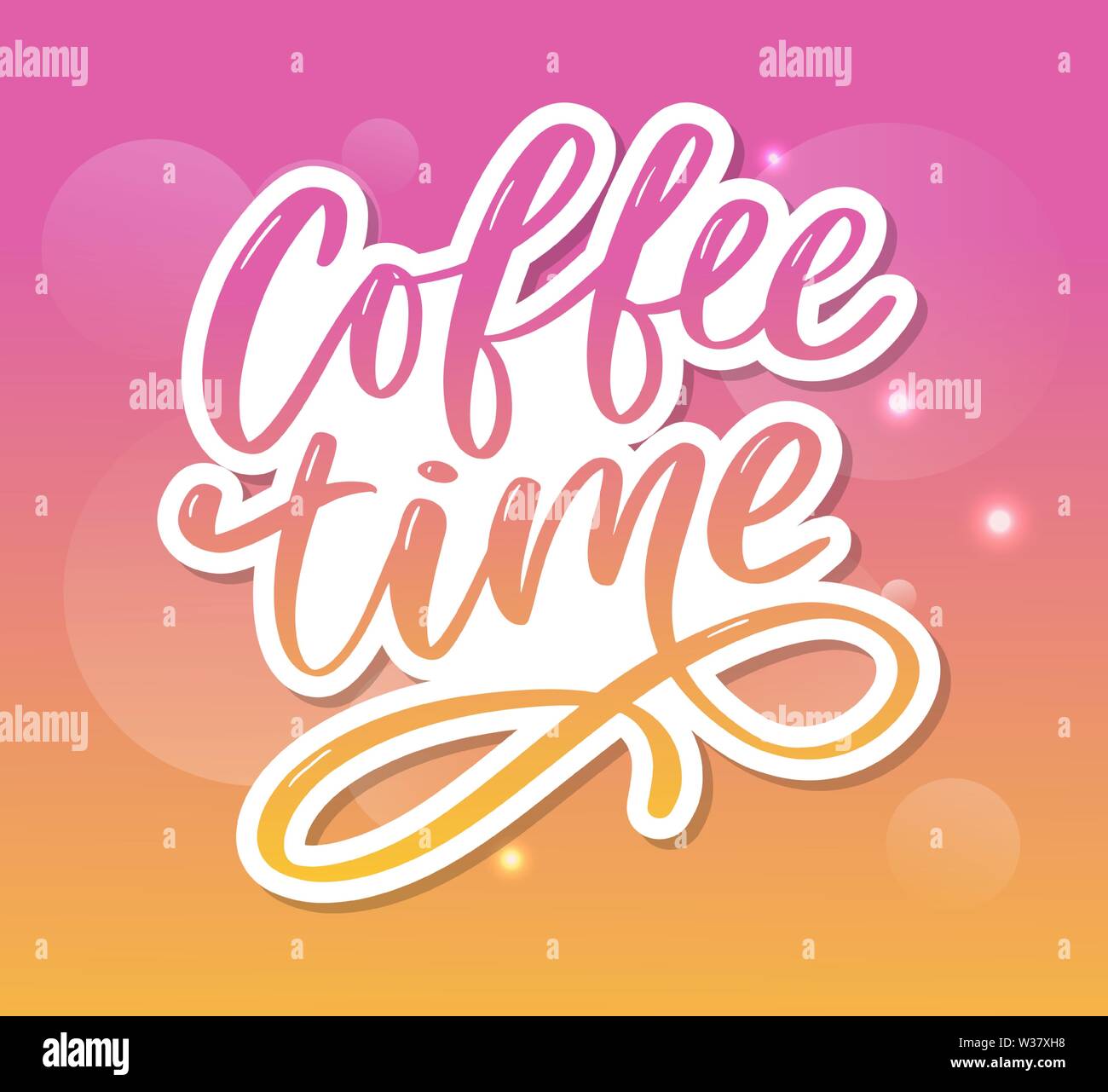 Coffee time card. Hand drawn positive quote. Modern brush calligraphy ...