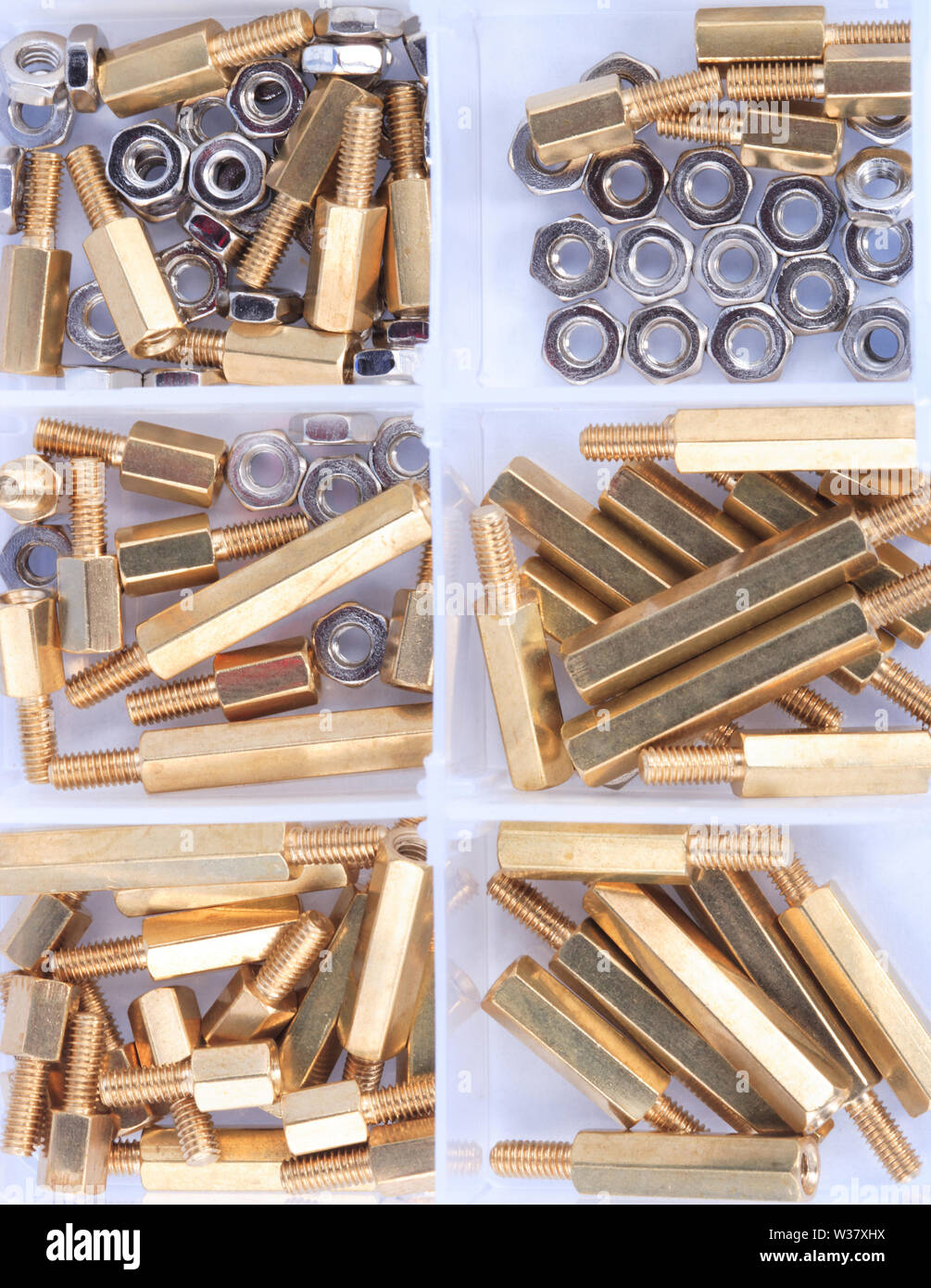 Brass Standoff Spacer Male and Female set in plastic container Stock ...