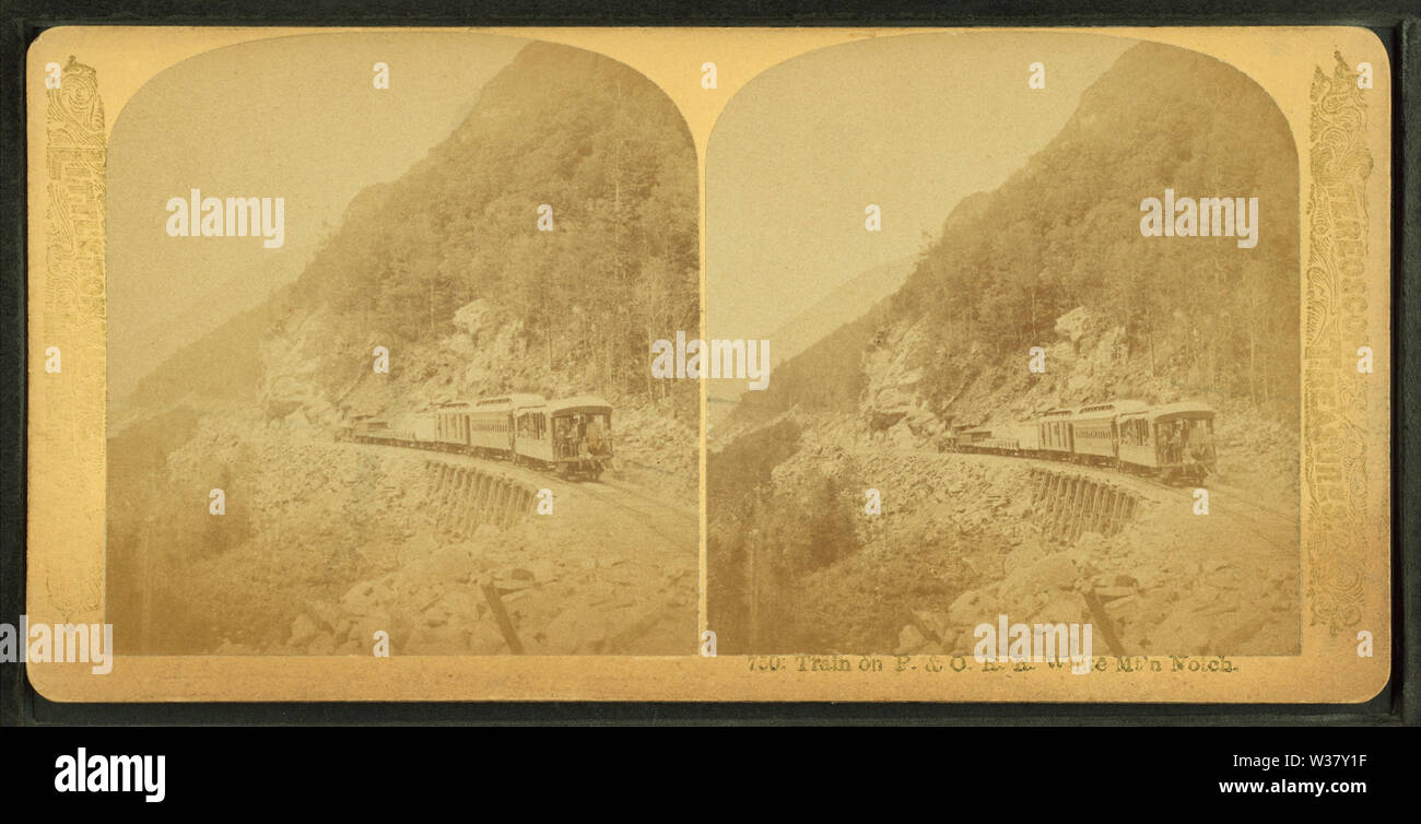 Train on P & ORR, White Mt'n Notch, from Robert N Dennis collection of ...