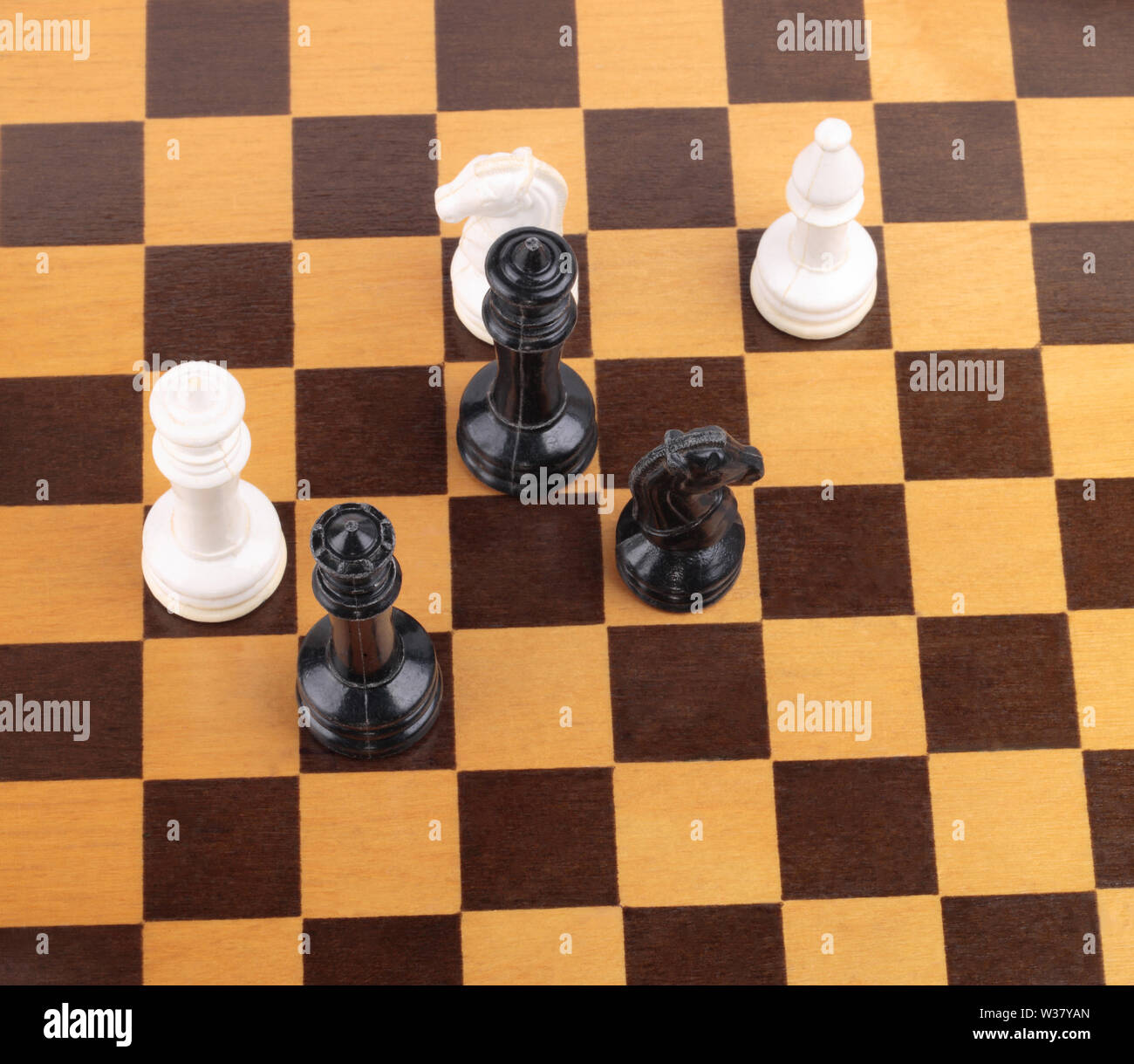 wooden checkerboard with figures Stock Photo - Alamy