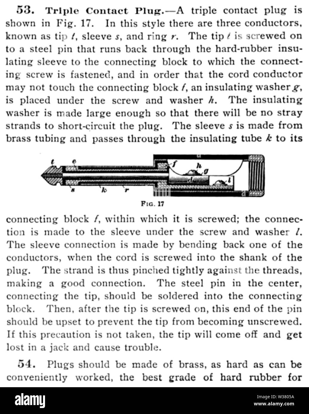 Triple Contact Plug 1907 Stock Photo - Alamy