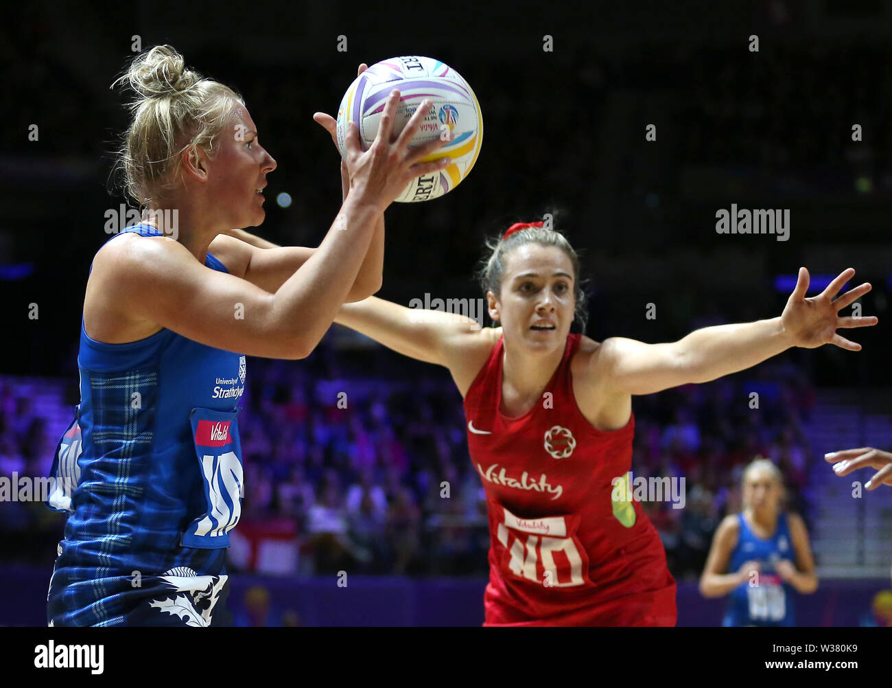 England's Natalie Panagarry (right) and Scotland's Nicola McCleery ...