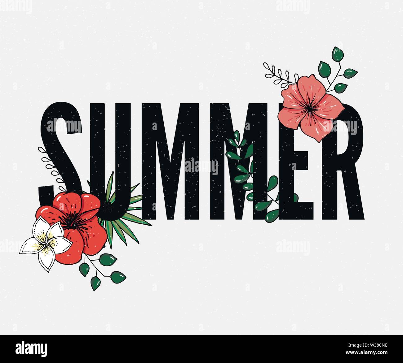 Summer Holiday Slogan With Pineapple And Tropical Flower Illustration summer-holiday-slogan-with-pineapple-and-tropical-flower-illustration