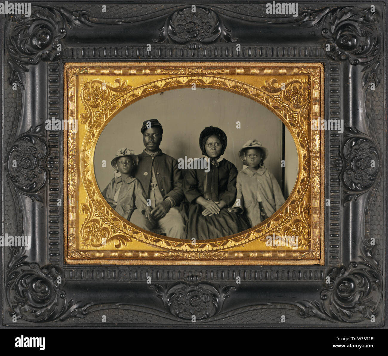 Unidentified African American soldier in Union uniform with wife and ...