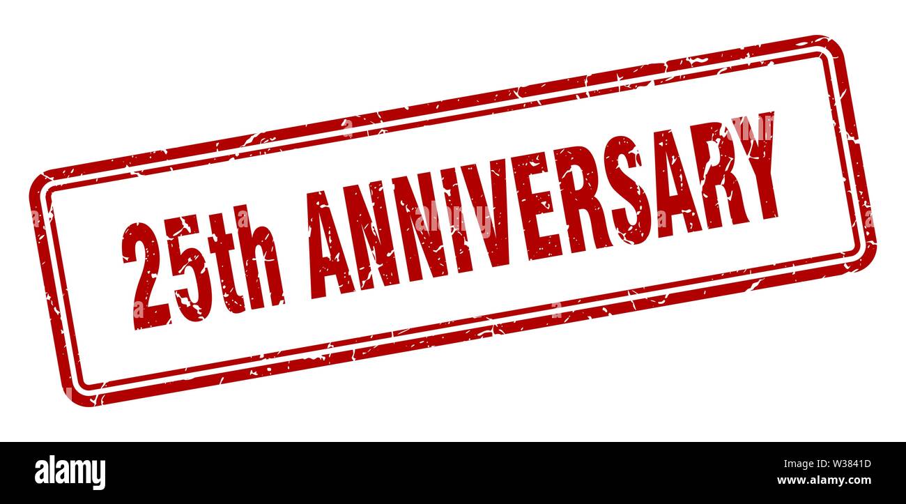 25th anniversary stamp. 25th anniversary square grunge sign. 25th ...