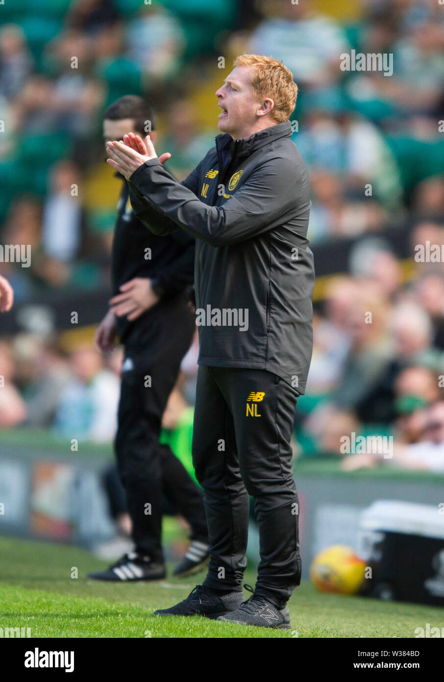Celtic manager Neil Lennon in the technical area during the pre-season ...