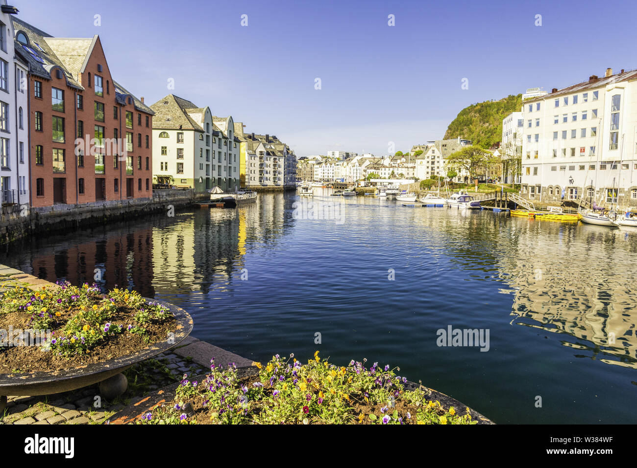 Alesund downtown and surroundings view in a spring sunny morning Stock ...