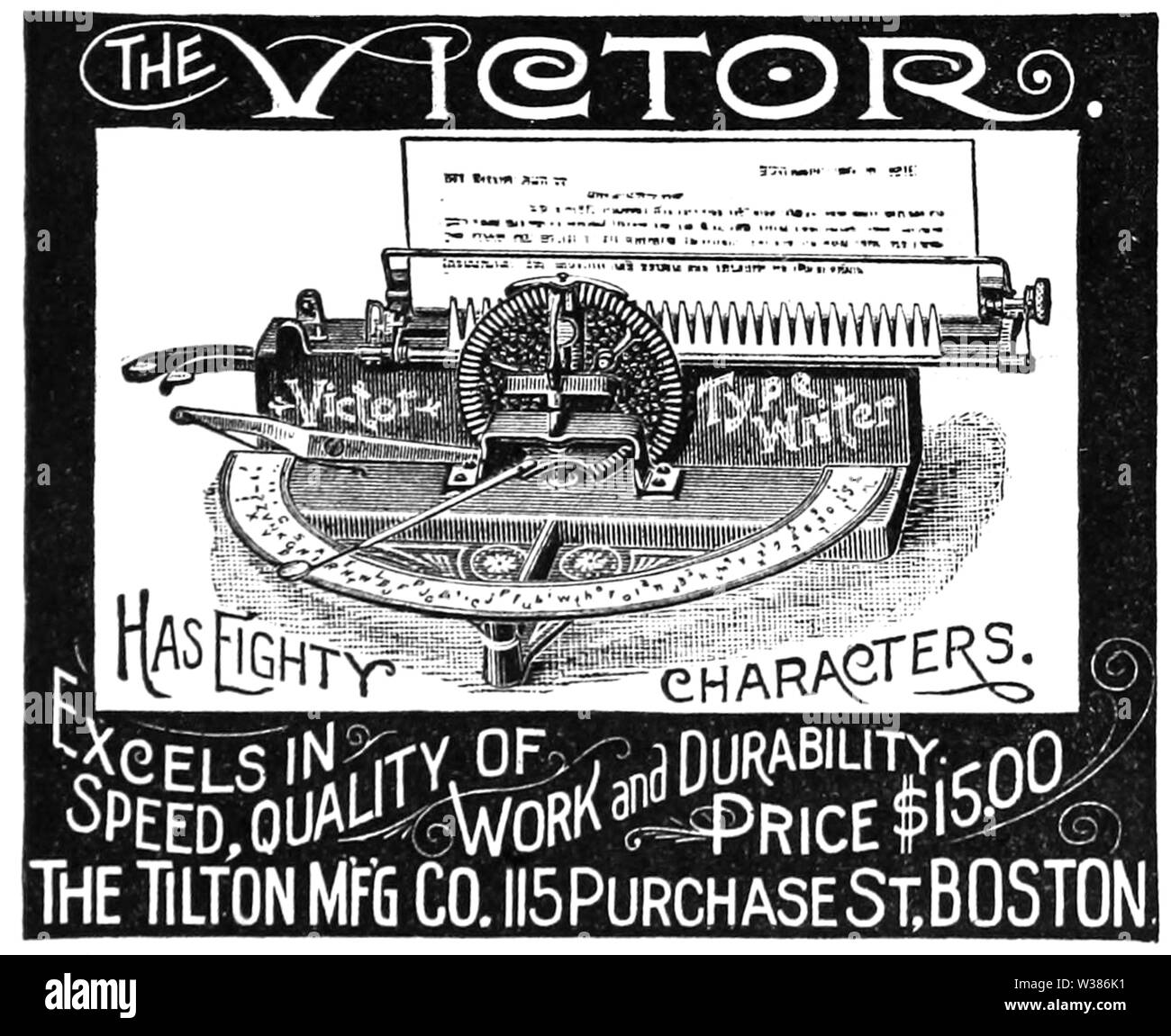 Victor Typewriter 1890 Stock Photo - Alamy