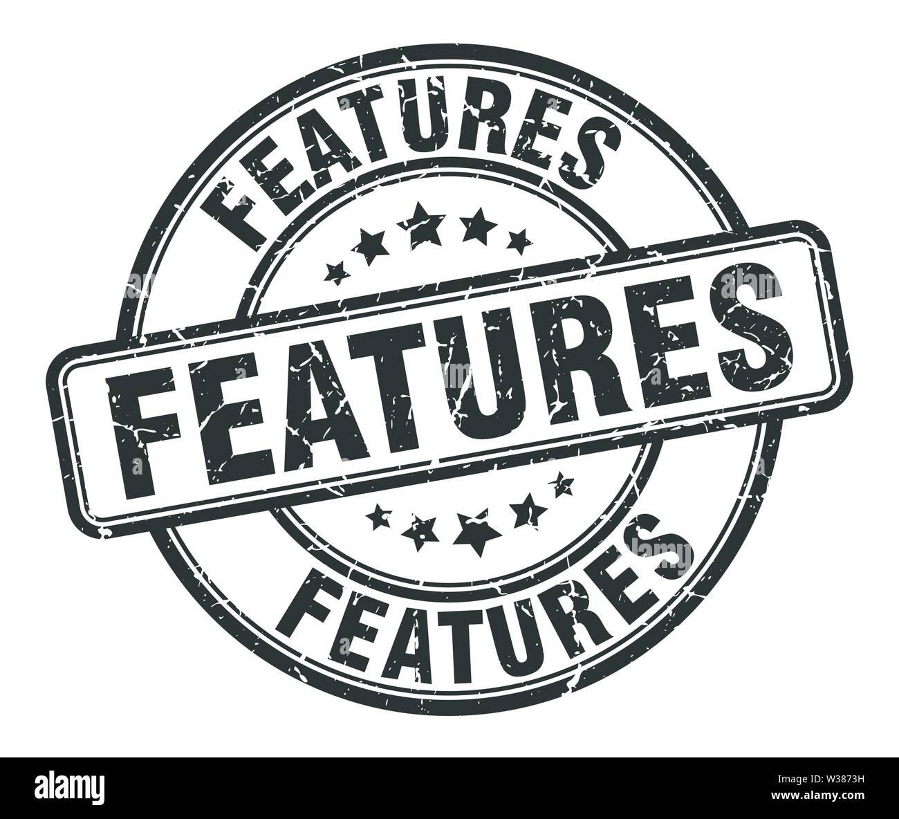 features stamp. features round grunge sign. features Stock Vector Image ...