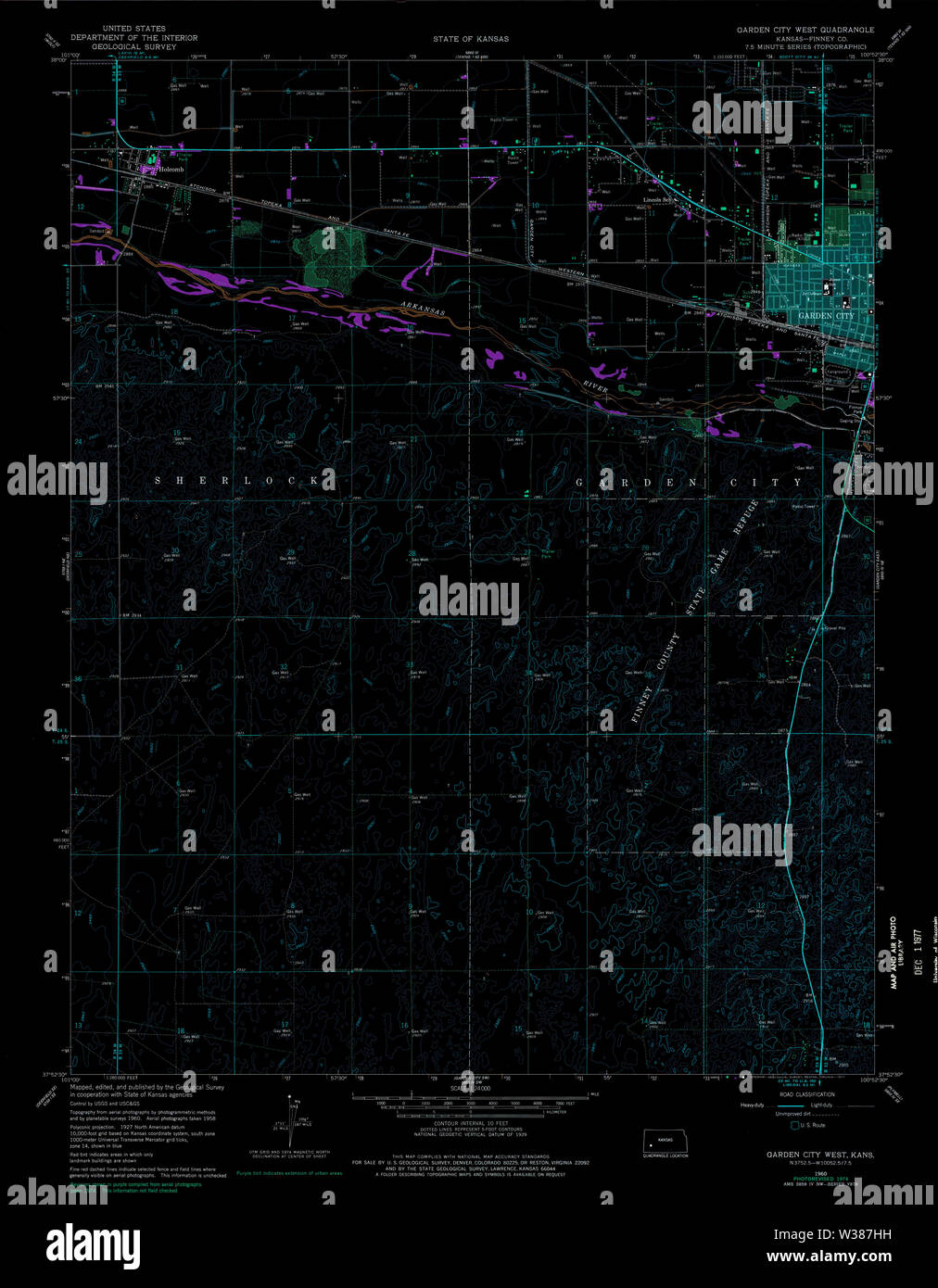 USGS TOPO Map Kansas KS Garden City West 511379 1960 24000 Inverted ...