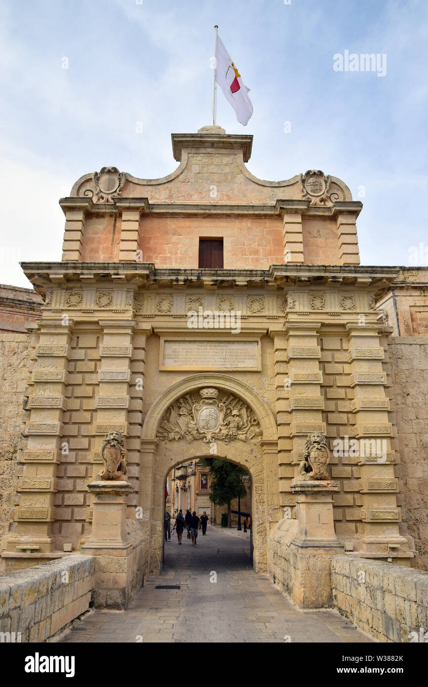 Main gate, Mdina, Malta, Europe Stock Photo - Alamy