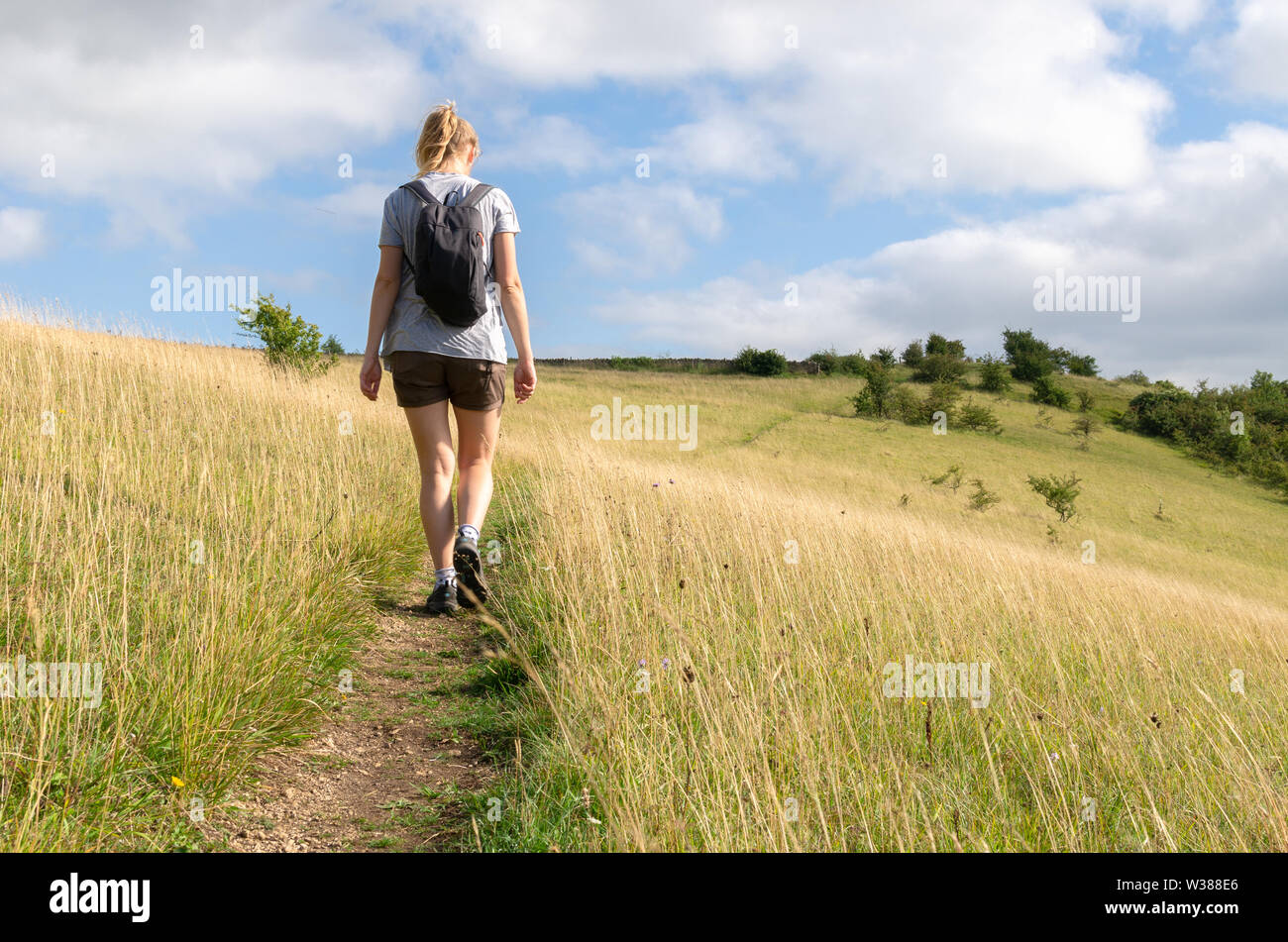 Woman hiking in the Cotswold, England Stock Photo - Alamy
