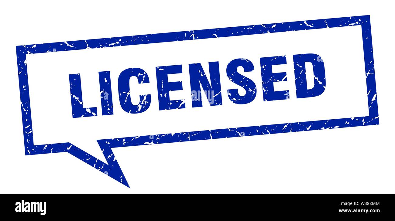 licensed sign. licensed square speech bubble. licensed Stock Vector ...