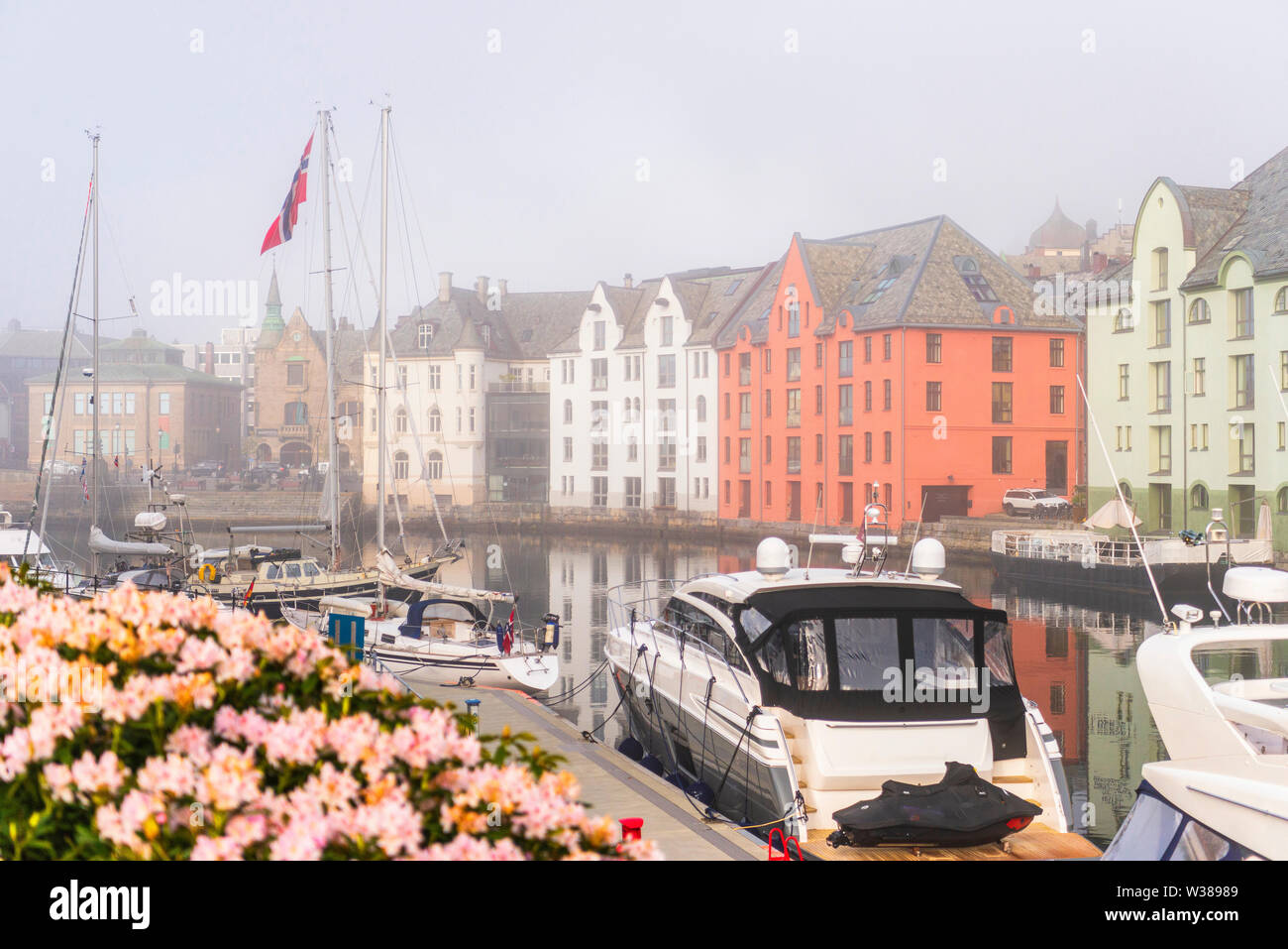Alesund downtown and surroundings view in a spring sunny morning Stock ...