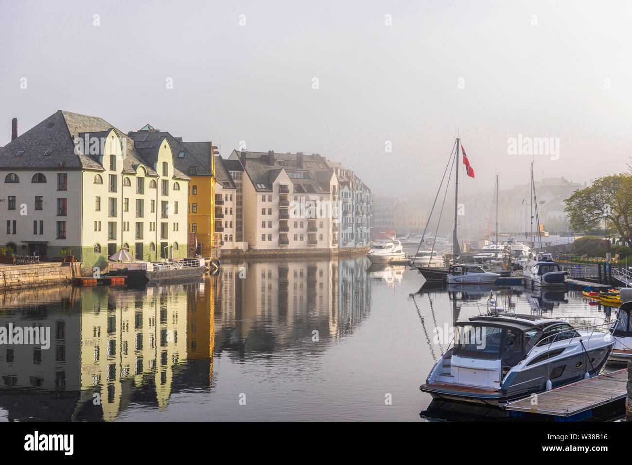 Alesund downtown and surroundings view in a spring sunny morning Stock ...