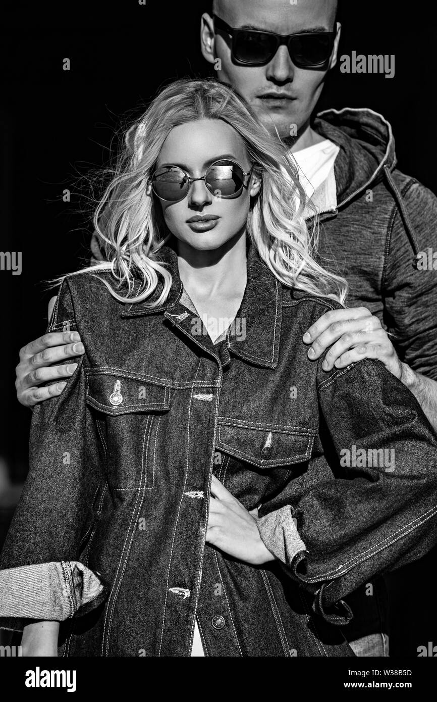Jeans jackets Black and White Stock Photos & Images - Alamy