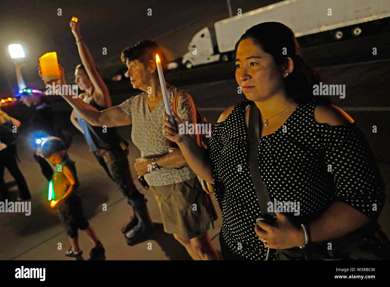 Eloy, Arizona, USA. 12th July, 2019. Lights For Liberty vigil at the ...
