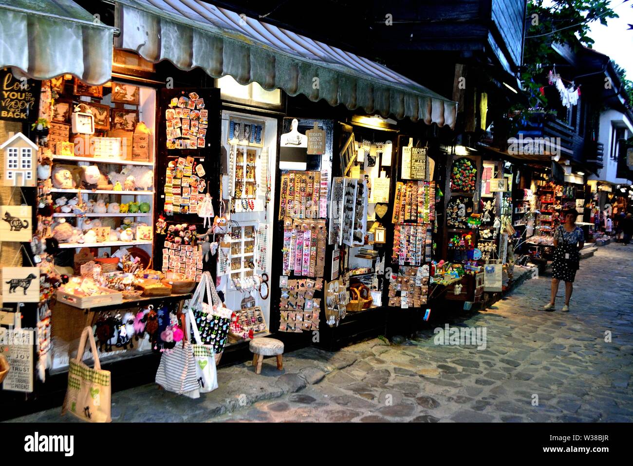 Selling typical souvenirs in NESSEBAR - Black Sea - BULGARIA Stock ...