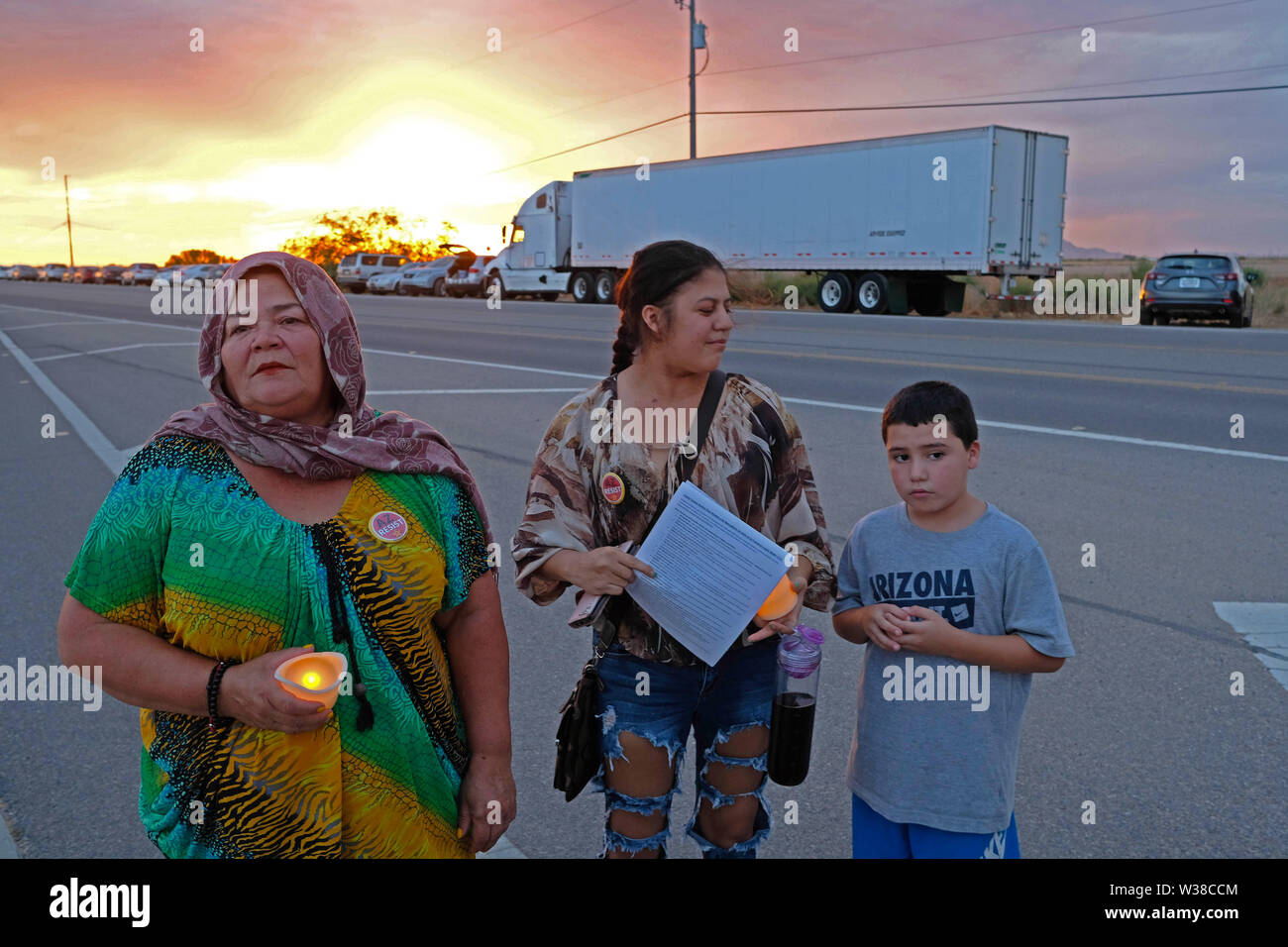 Eloy, Arizona, USA. 12th July, 2019. Lights For Liberty vigil at the ...