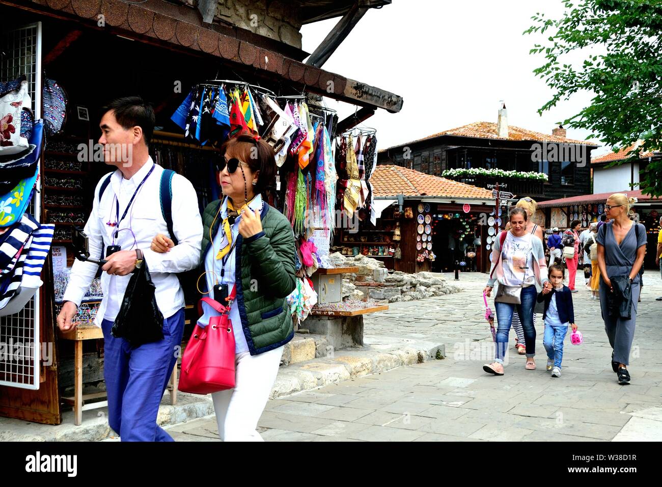 Selling typical souvenirs in NESSEBAR - Black Sea - BULGARIA Stock ...