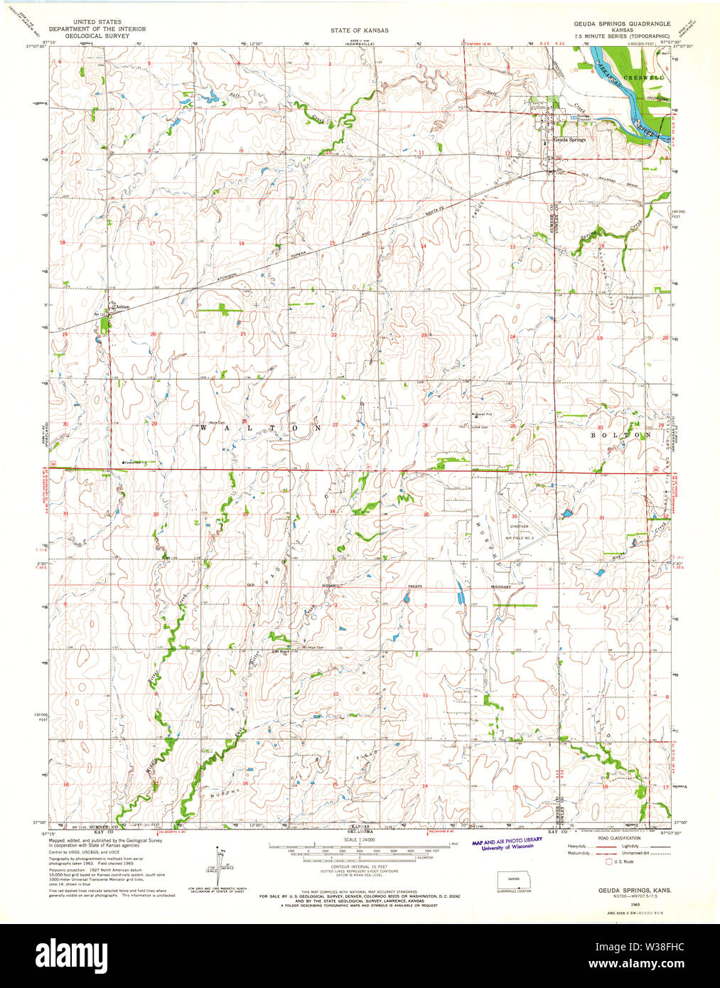 USGS TOPO Map Kansas KS Geuda Springs 511413 1965 24000 Restoration ...