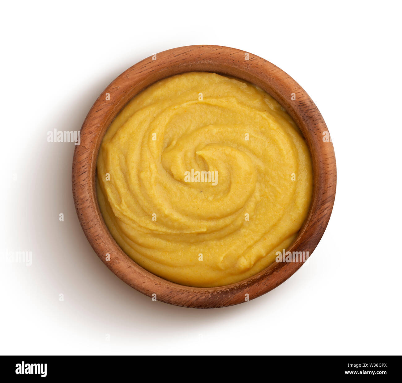 Mustard sauce isolated on white background, top view Stock Photo - Alamy
