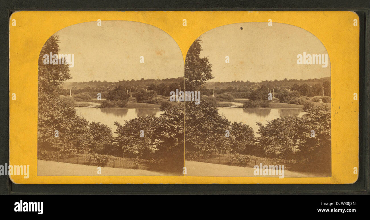 View on the lake -- Spring Grove cemetery, by Charles Waldack Stock ...