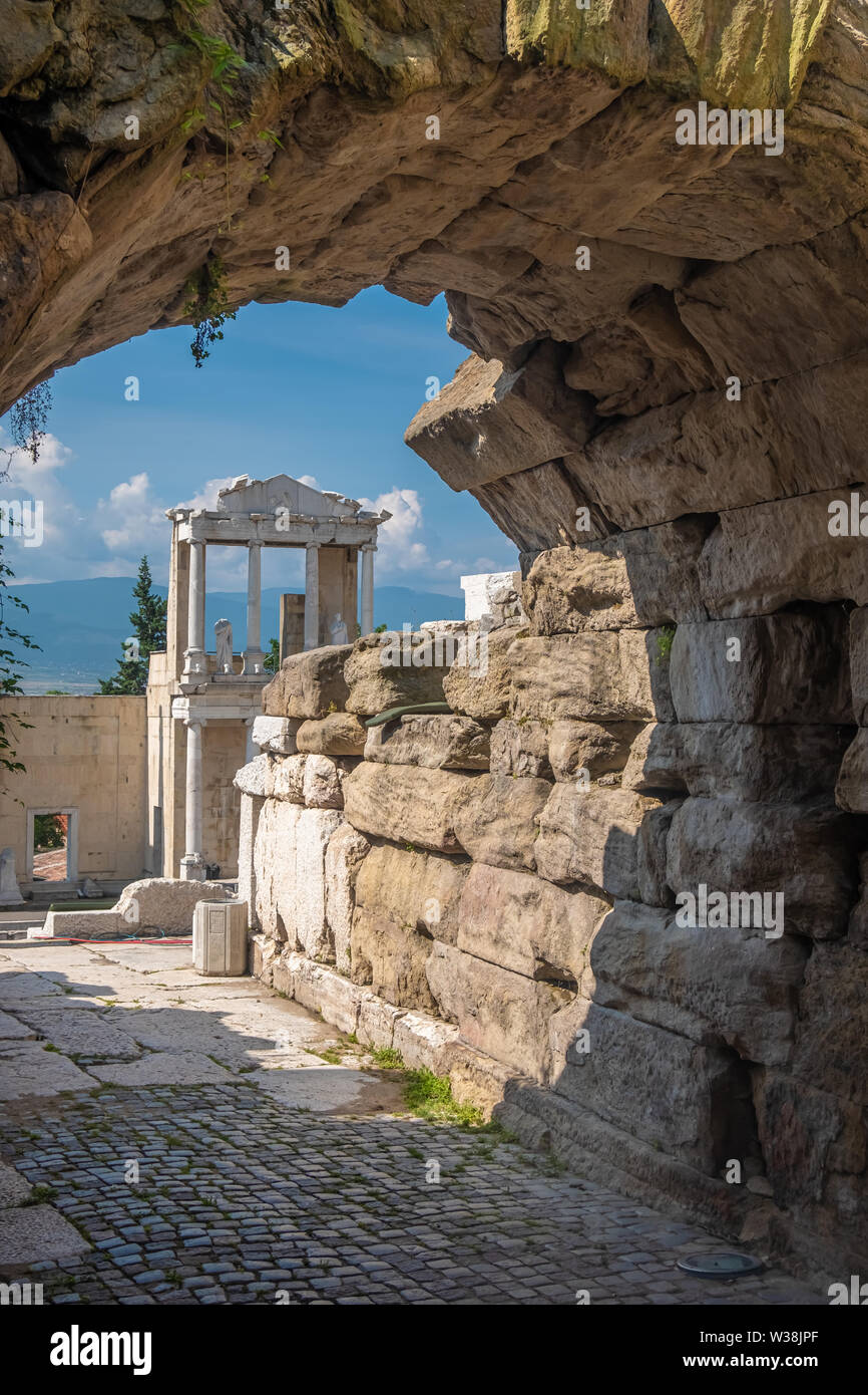 The ruins of the Roman theatre of Plovdiv, Bulgaria. One of the world's ...