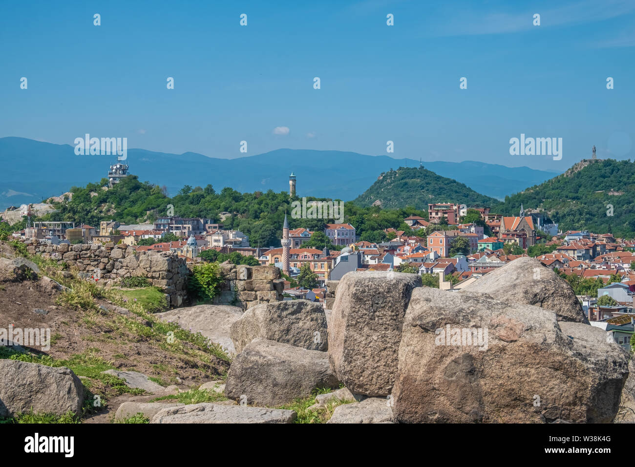 Views of the city of Plovdiv from the top of Nebet Tepe one of its ...