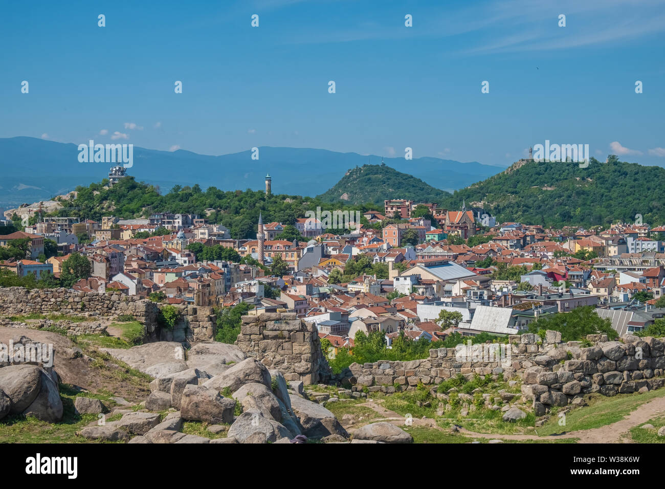 Views of the city of Plovdiv from the top of Nebet Tepe one of its ...