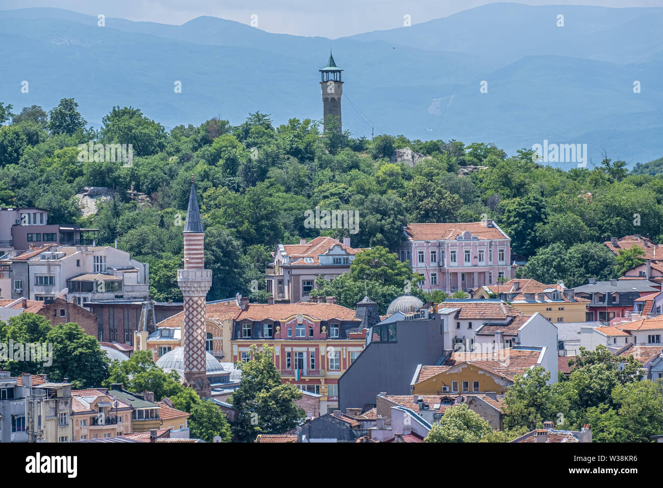 Views of the city of Plovdiv from the top of Nebet Tepe one of its ...
