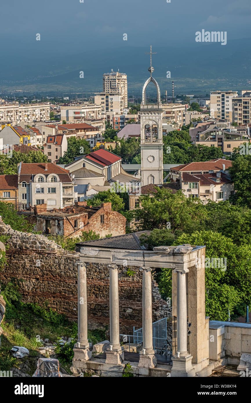 The ruins of the Roman theatre of Plovdiv, Bulgaria. One of the world's ...