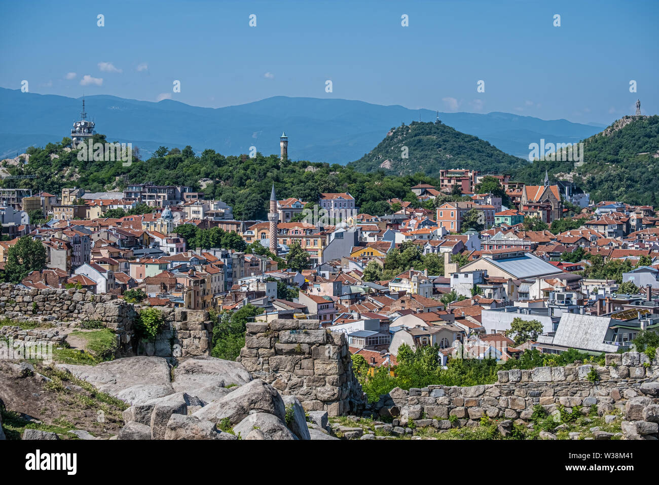Views of the city of Plovdiv from the top of Nebet Tepe one of its ...