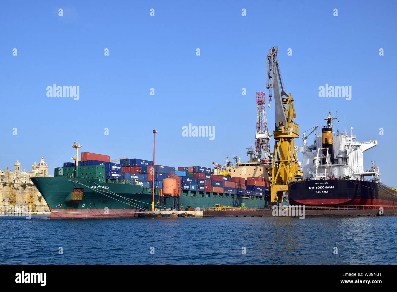 Cargo port, Paola, Malta, Europe Stock Photo - Alamy