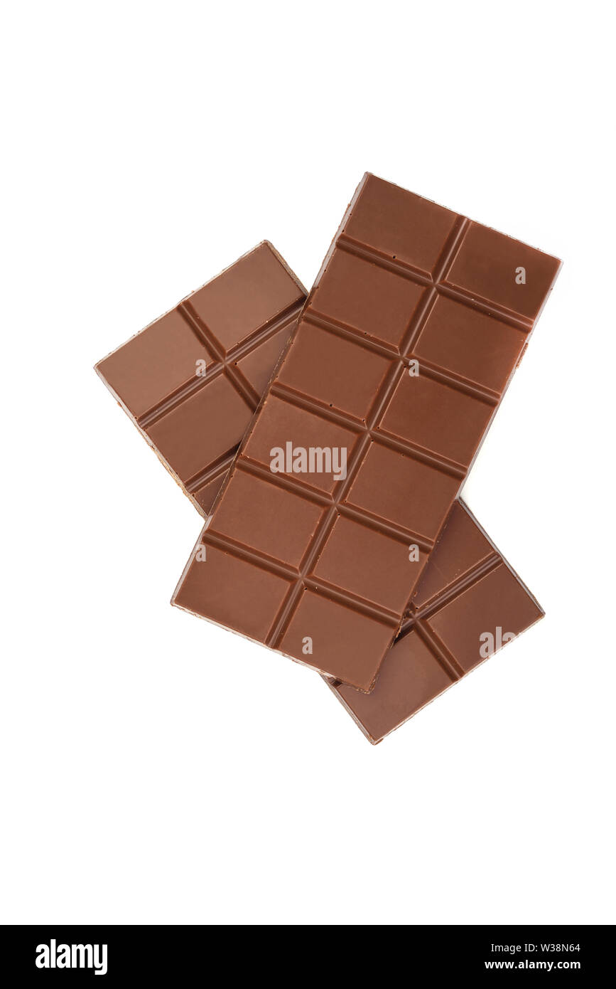 Two milk chocolate bars isolated on white background Stock Photo - Alamy