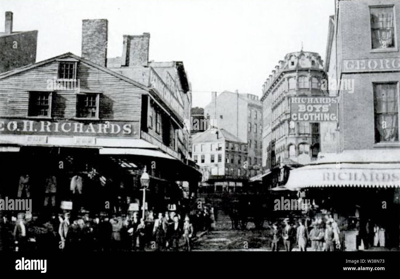 WashingtonSt 1860s DockSq Boston Stock Photo - Alamy