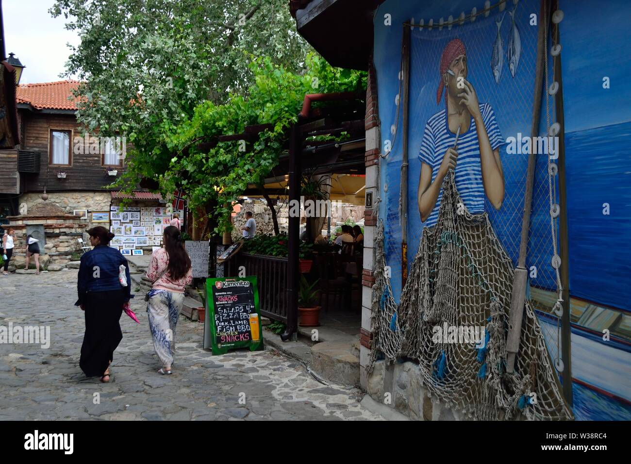 Selling typical souvenirs in NESSEBAR - Black Sea - BULGARIA Stock ...