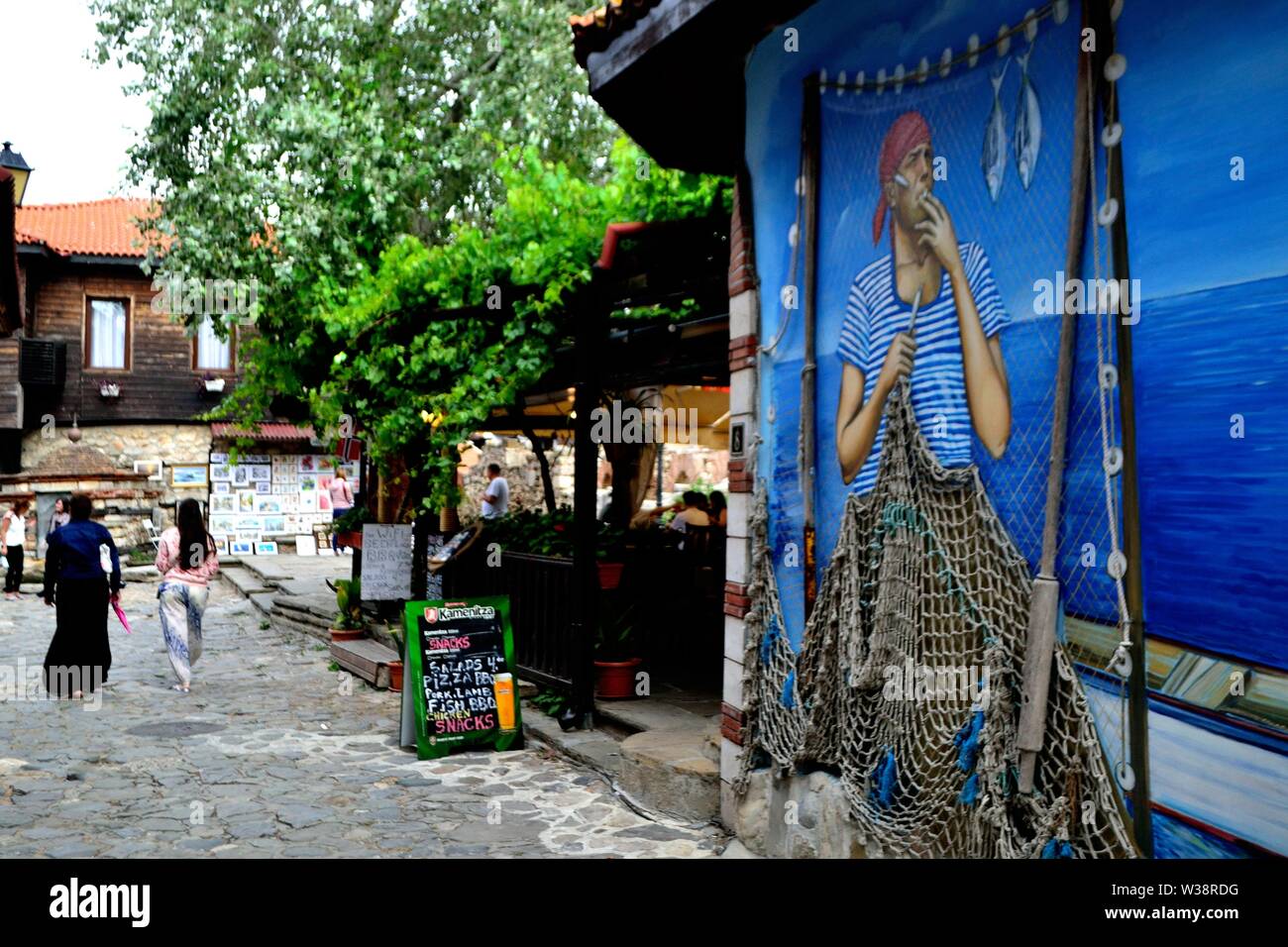 Selling typical souvenirs in NESSEBAR - Black Sea - BULGARIA Stock ...