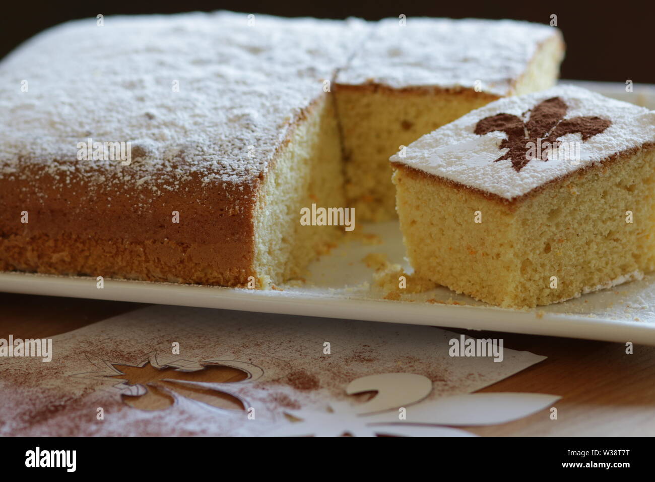 Italian cuisine. Closeup of carnival cake from Florence with orange ...