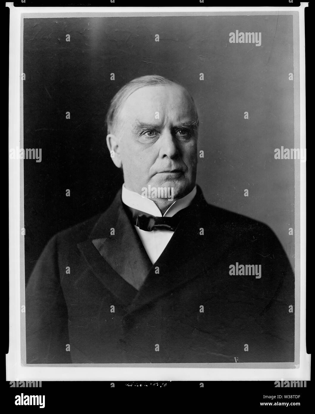 William McKinley, head-and-shoulders portrait, facing right; William ...
