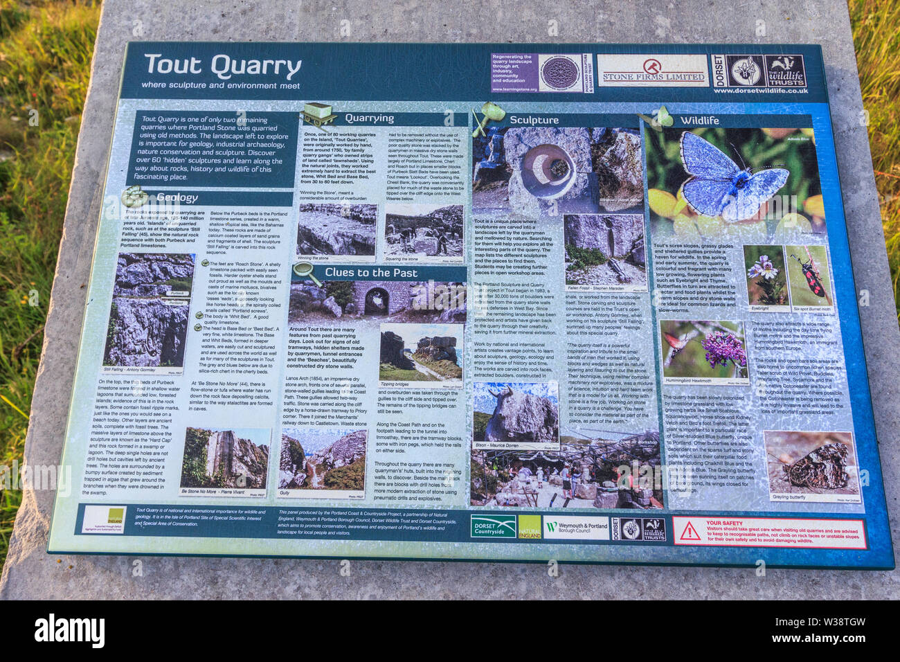 Isle of Portland, tout quarry information plaques , near weymouth ...