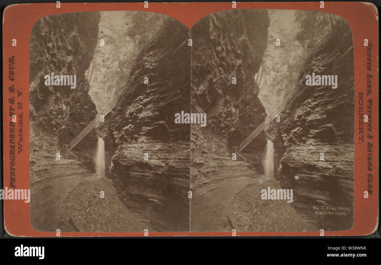 Wondrous (sic) scene, Watkins Glen, by Crum, R D, fl 1870-1879 Stock ...