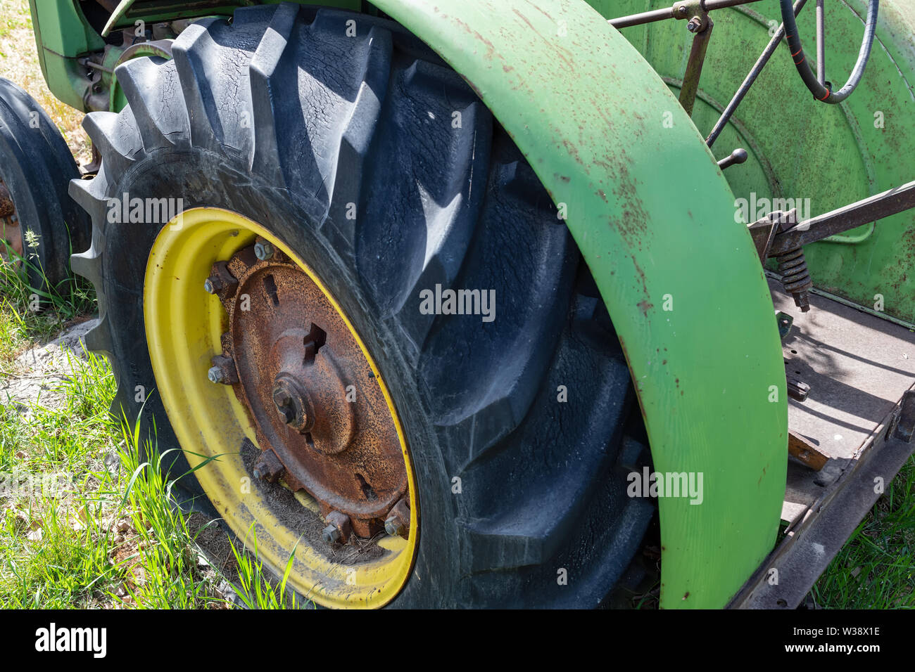 Antique tractor tire Stock Photo - Alamy